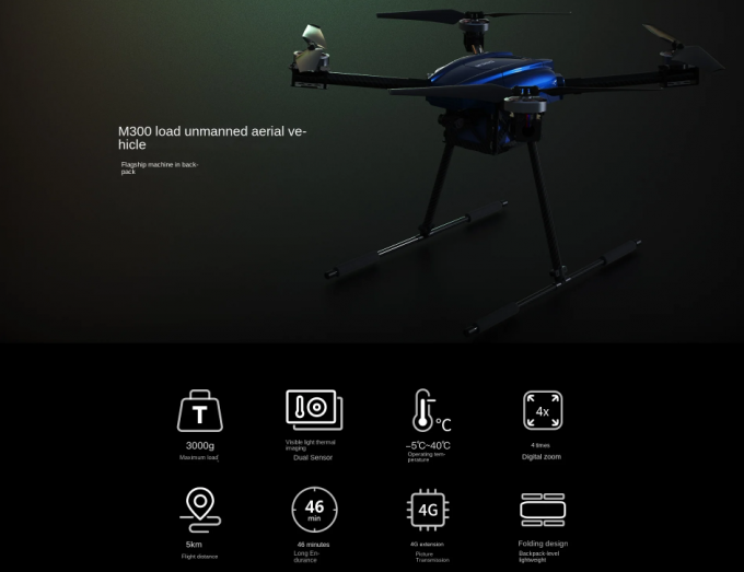 ZAi Lightweight Security Drone Dual Light Pod Mavlink Protocol Army Drone